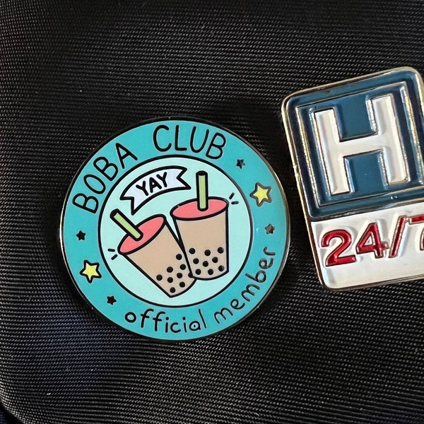 Boba Club Enamel Pin | Cute Hard Enamel Pin | Boba Bubble Tea Pin ...