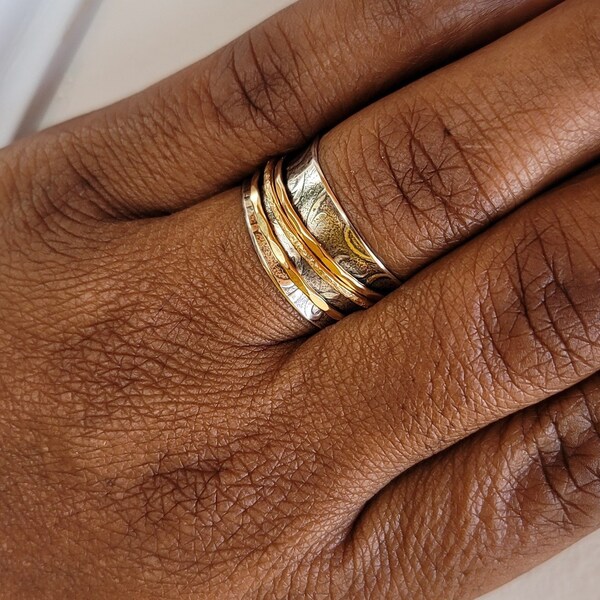 Stacking Rings, Gold and Silver Stack Rings, Square Gold Ring, Stacking ...