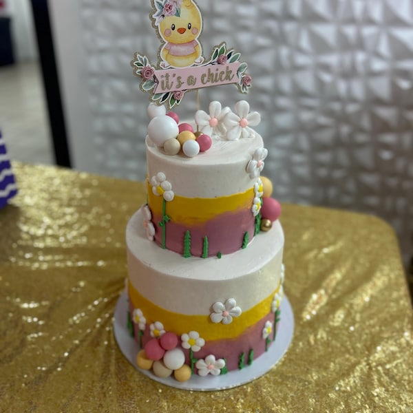 Baby Shower It's a Chick Cake Topper for Baby Girl Little Chick 3D Cake ...