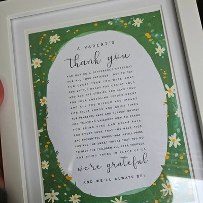 A Parents Thank You Printable Nursery Teachers Teaching Teacher's Day ...