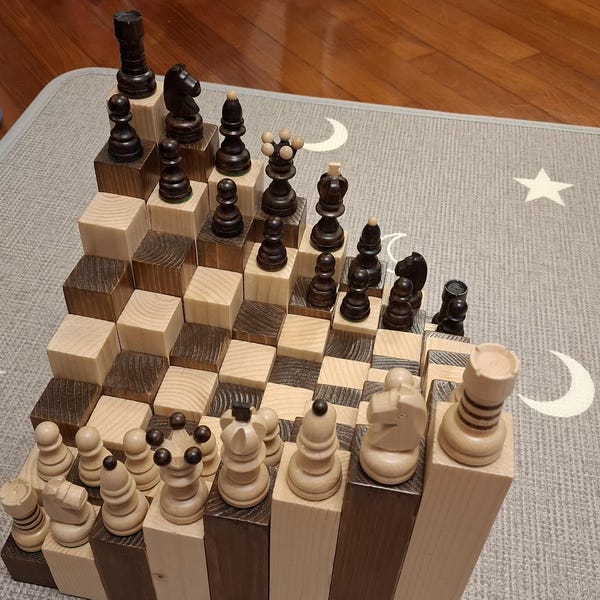 Handmade Wooden Chess Set in the Form of a Rook. Chess Tower. Playfield ...