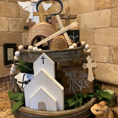 Christian Easter Tier Tray Decor, Silly Bunny Easter is for Jesus, He ...