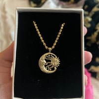 Sun and Moon Vintage Style Celestial Yin Yang Celestial Zodiac Mystic Charm Dainty 18k Gold ...