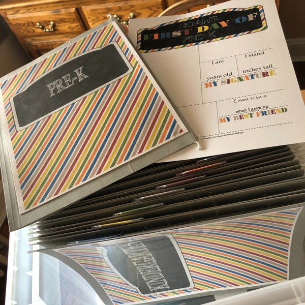 Editable School Memory Book Box Kit, Boys First Day of School, Last Day ...