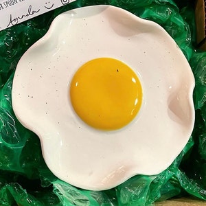 BIG Fried Egg Spoon Rest Handmade Ceramic Kitchen - Etsy