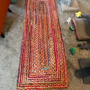 100% Natural Denim and Cotton Mix Fiber Rug, Blue Braided Area Oval Rug ...