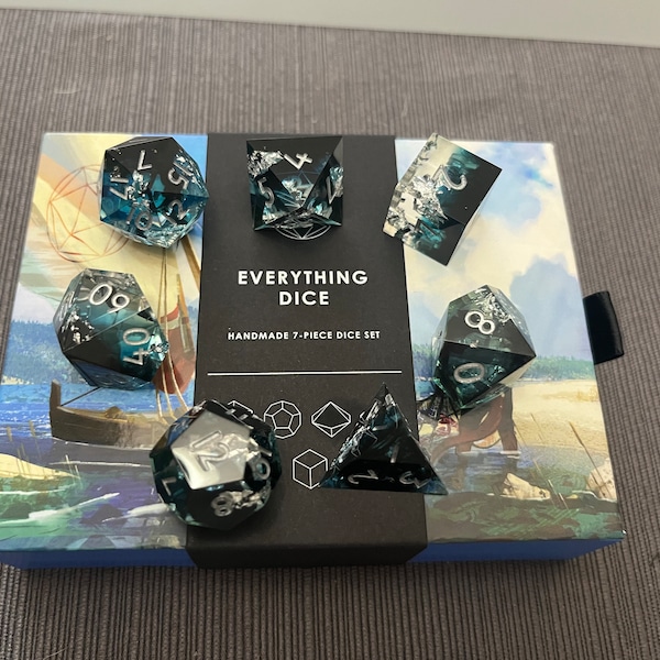 Coldhearted - Icy Blue Gradient Handmade Resin Sharp Edge Dnd Dice Set ...