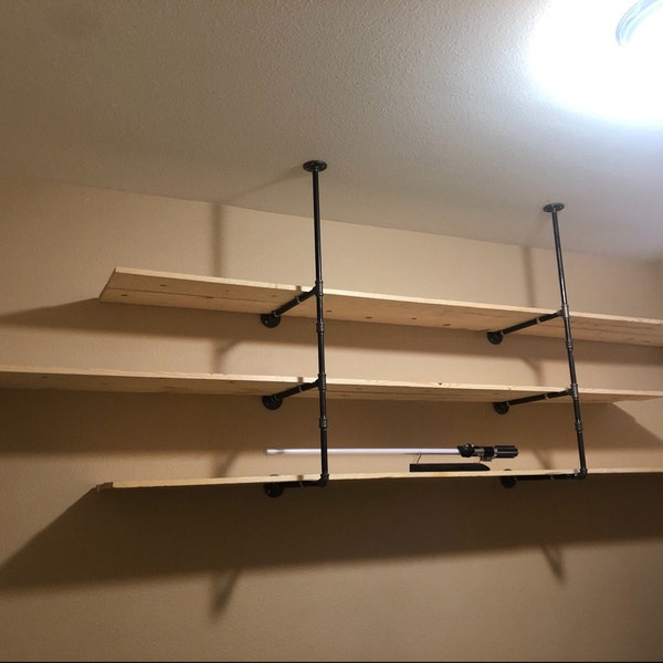 Industrial Pipe Shelving Kit Rustic Industrial Shelf With Your Choice ...