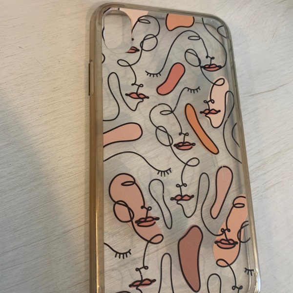 Abstract Line Art Faces Phone Case for iPhone 17 16 15 14 13 12 11 7 8 ...