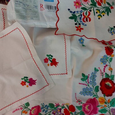 Hungarian Matyo Tablecloth 92/ 90 Cm Hand Embroidered Home - Etsy