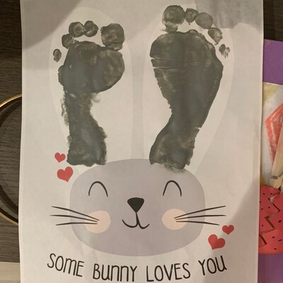 Footprint Art Easter Card / Some Bunny Loves You / Kids Baby Toddler ...
