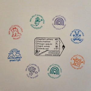 Personalized Name and Date Stamp Custom Teacher Date Stamps, Checked by ...