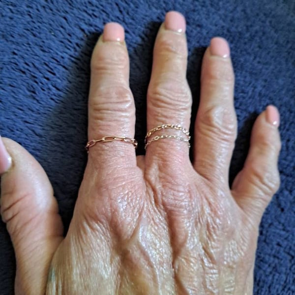 Dainty Paper Clip Chain Ring in Gold, Sterling Silver, Rose Gold ...