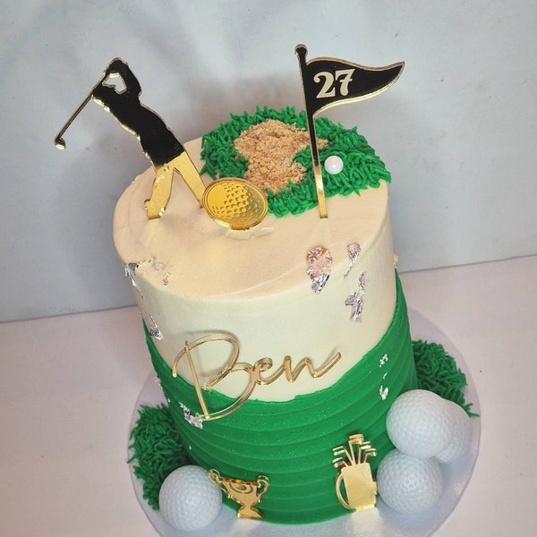 Golf Cake Charm Set - Golf Cake Toppers-gold Acrylic-golfer Cake Topper ...