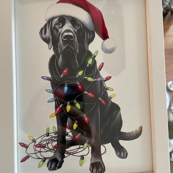 Christmas Labrador PNG Christmas Lights Santa Black Labrador ...