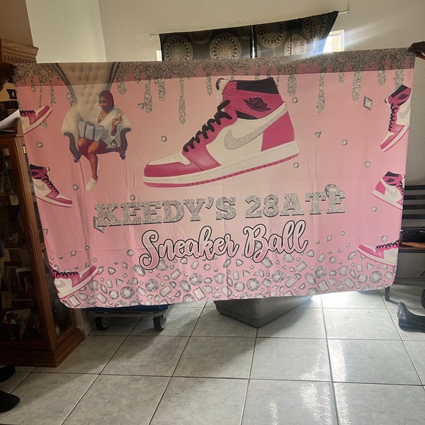 Custom Sneaker Ball Birthday Backdrop, Party Banner - Etsy