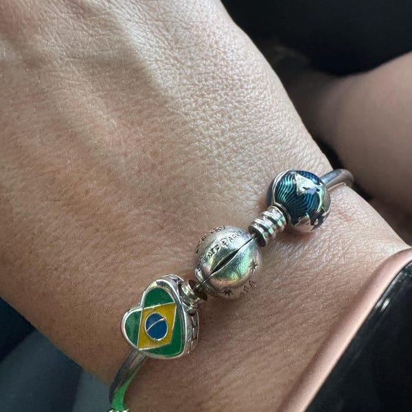Pandora Brasil Brazil Flag Charm Heart Bead Charm Love Brazil S925 ...