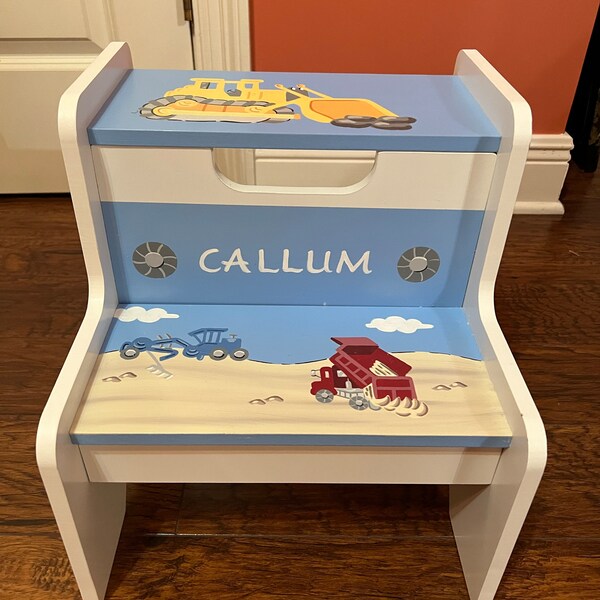 Kids 2 Step Stool,childrens Step Stool,race Cars,hand Painted,boy,girl ...