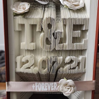 Custom Book Fold PATTERN Initials & Date, Wedding and Date Book Fold ...