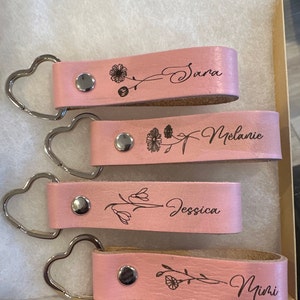 Custom Name Birth Flower Keychain, Customized Birthday Gift for Mom ...
