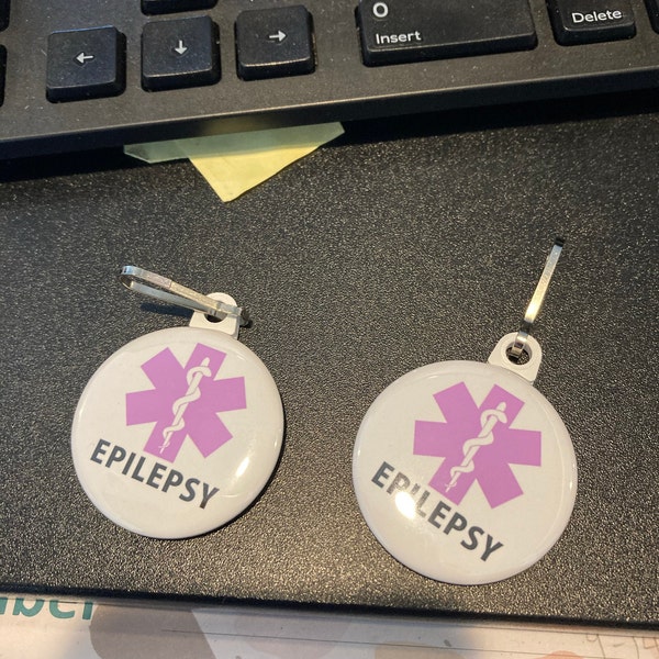 EPILEPSY Awareness Purple Medical Alert 2-pack of Zipper Pull Charm ...