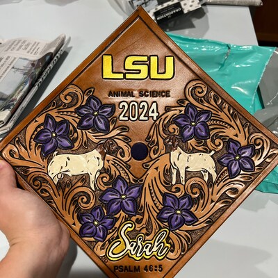 Custom Tooled Leather Graduation Cap Topper - Etsy