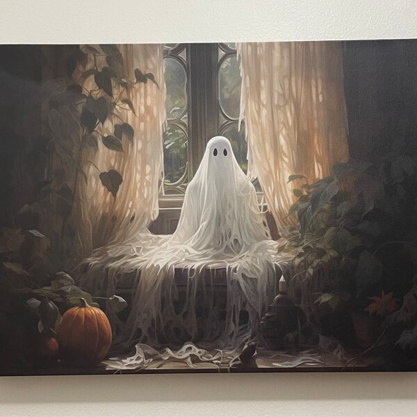 Ghost in Window Wall Art Halloween Decor Gothic Art Dark Academia ...
