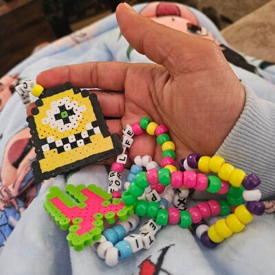 Level up Kandi Perler Necklace Rave Kandi Perler Bead Necklace EDM ...