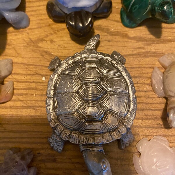 Hastings Pewter Company Lead Free Pewter Turtle Figurine Flat Land ...