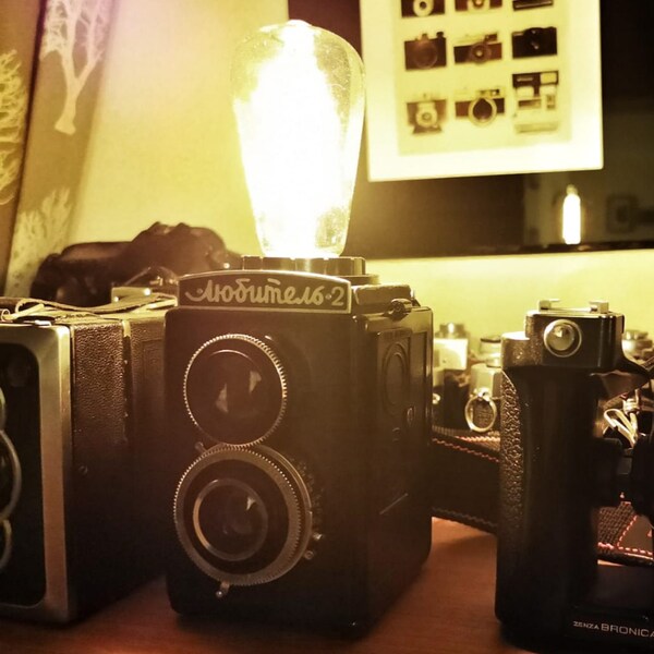 Edison Lamp Made From Old Film Camera. Dimmer Optional. Photographer ...