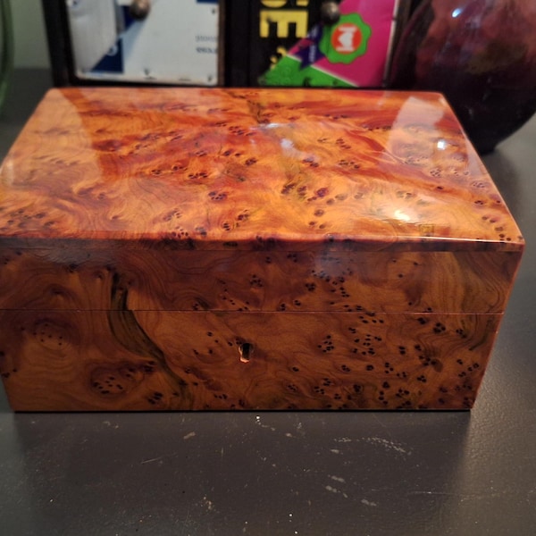 Large Thuya Wood Burl Memory Keepsake 15"x10", Lockable Handmade Luxury ...