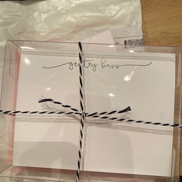 Script Personalized Stationery Cards Set, Flat Notecards, Personalized ...