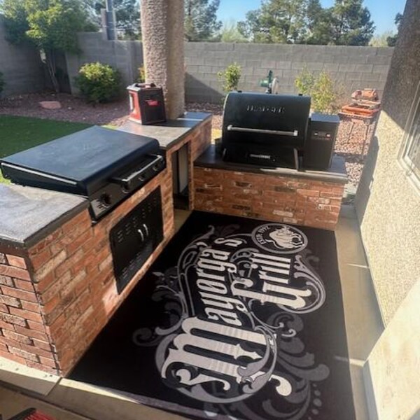 Grill Mat Personalized Outdoor Rug for Dad's BBQ Smoker Backyard BBQ ...