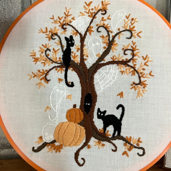 PDF Download Halloween Tree Hand Embroidery Pattern, Halloween DIY ...