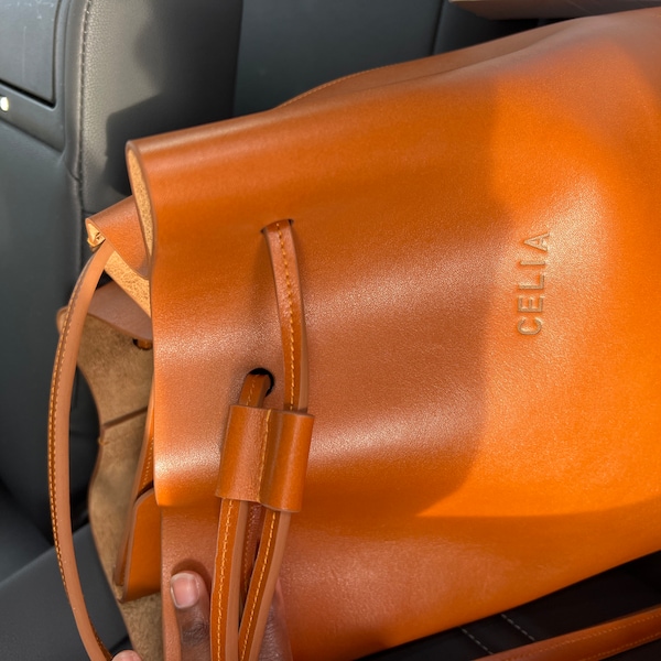 Classic Bucket Bag, Real Leather, Cognac - Etsy Finland