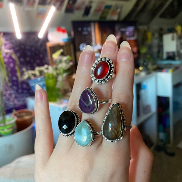 Wholesale Lot Multi Gemstone Mixed Rings Wholesale Lot, 925 Sterling Silver Rings Handmade ...
