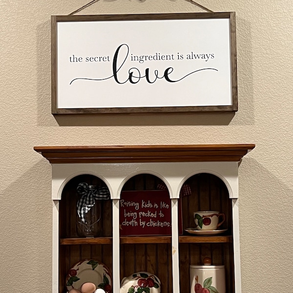 Kitchen Sign, the Secret Ingredient is Always Love, Wood Framed Sign ...