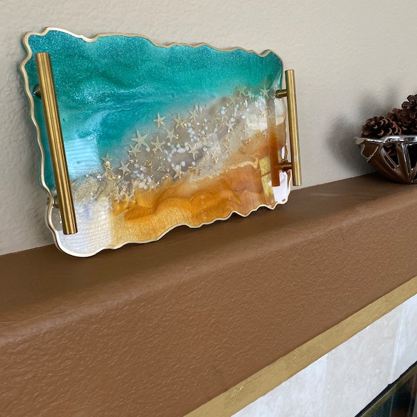 Resin Ocean Coaters 16 Dollars per Coaster with Seashell Embelishments . - Etsy