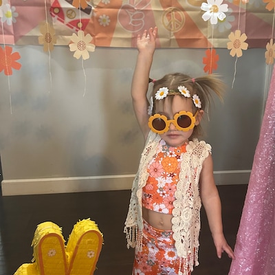 Two Groovy Birthday Outfit, Toddler Crop Top,groovy Girl Outfit, Floral ...