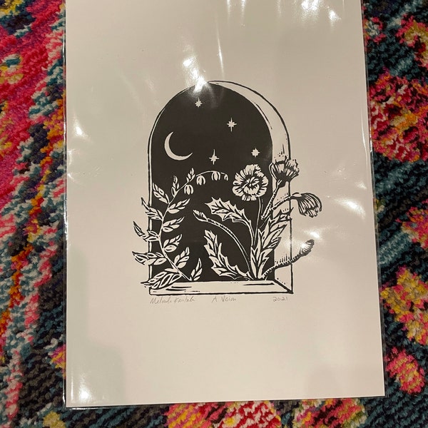 Nature Block Print, Linocut Print, Botanical Art, Nature Wall Art ...