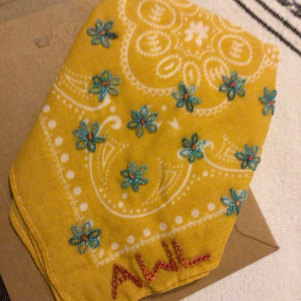 Hand Embroidered Bandana | Name Hair Scarf | Personalized Bandana ...