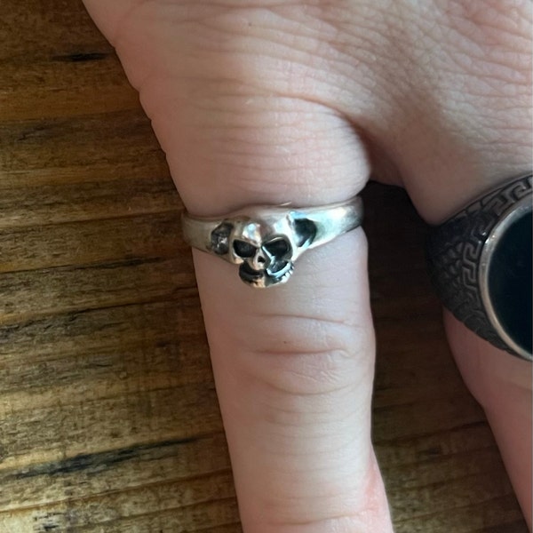 Skull Pinkie Ring .925 Solid Sterling Silver Skull, Skeleton, Metal ...