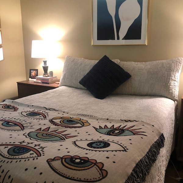 Evil Eye Woven Throw Blanket, Evil Eye Pattern Woven Throw, Mystical ...