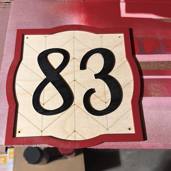 House Number Sign With Scored Lines, Numbers 0-9, Layered Design ...
