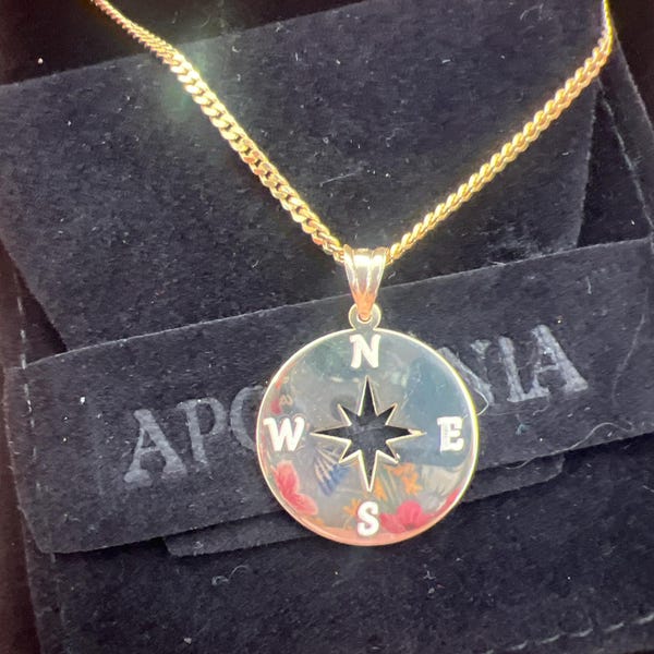 14K Gold Compass Necklace, College Graduation Necklace Daughter ...