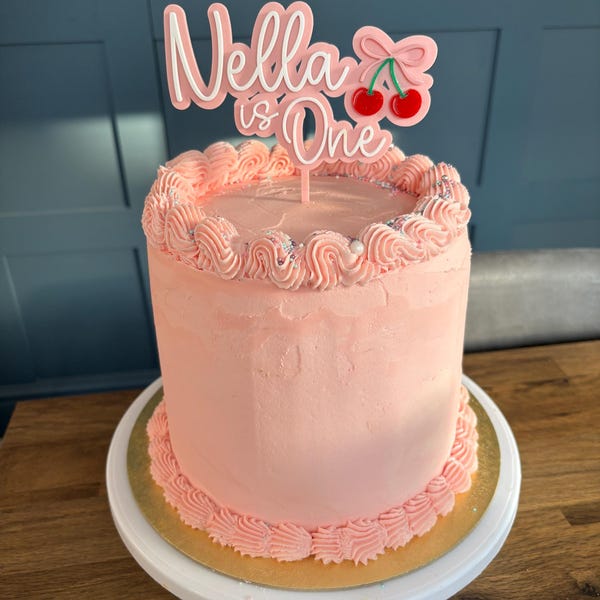 Acrylic Cherry Cake Topper, Personalised First Birthday Cake Topper, is ...