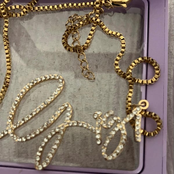 Name Plate, Silver Diamond Name Necklace, Custom Bling Name Necklace ...