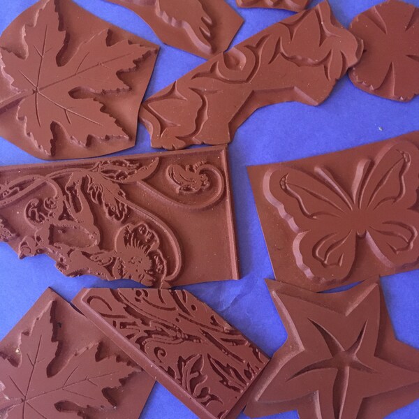 VULCANIZED RED RUBBER 9 Collage Designs, Deep Etched, Journals, Clay ...