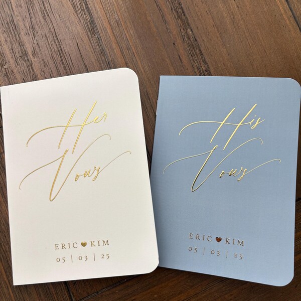 Boho Wedding Vow Books, Personalized Vow Booklets, Real Gold Foil ...