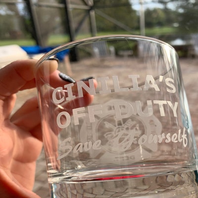 Off Duty Save Yourself Firefighter Whiskey Glass Firefighter Beer Pint ...